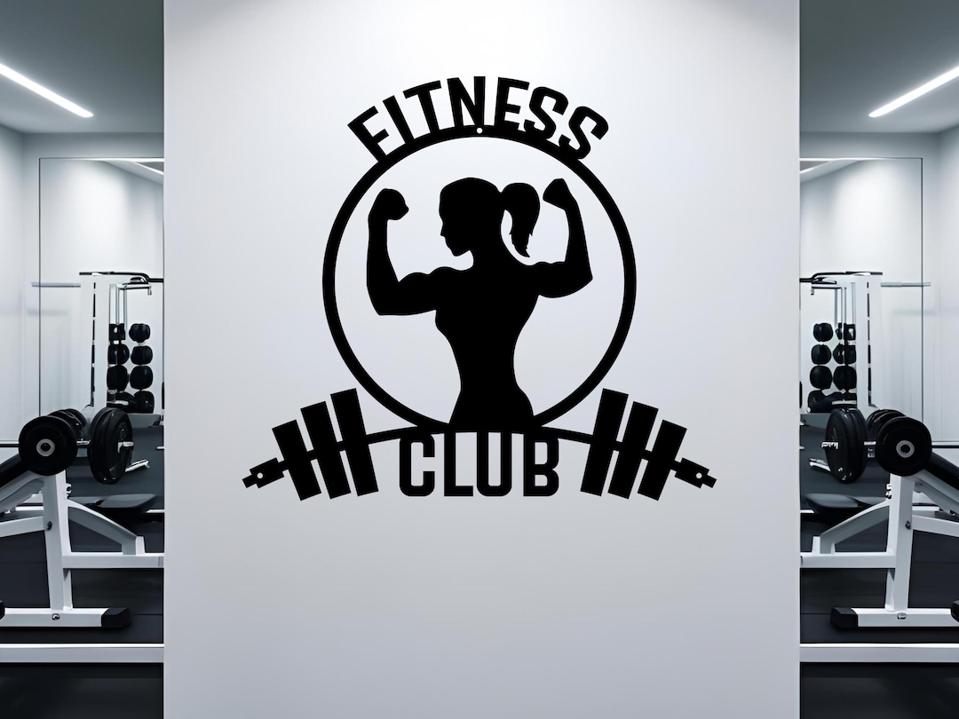Fitness Club Metal Wall Art, Woman Bodybuilder Gym Decor, Home Gym ...