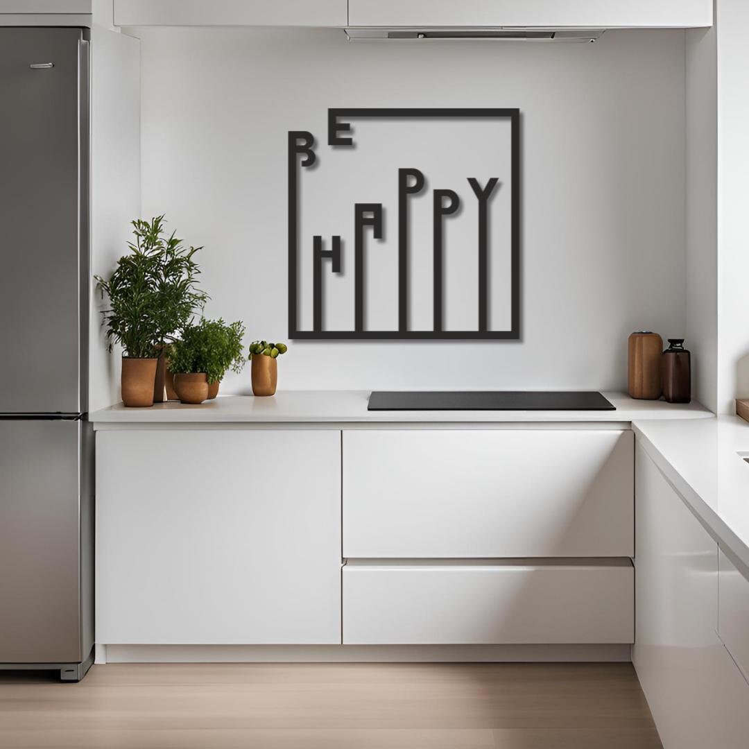 Be Happy Metal Wall Art, Metal Wall Sign, Living Room Sign, Living Room ...