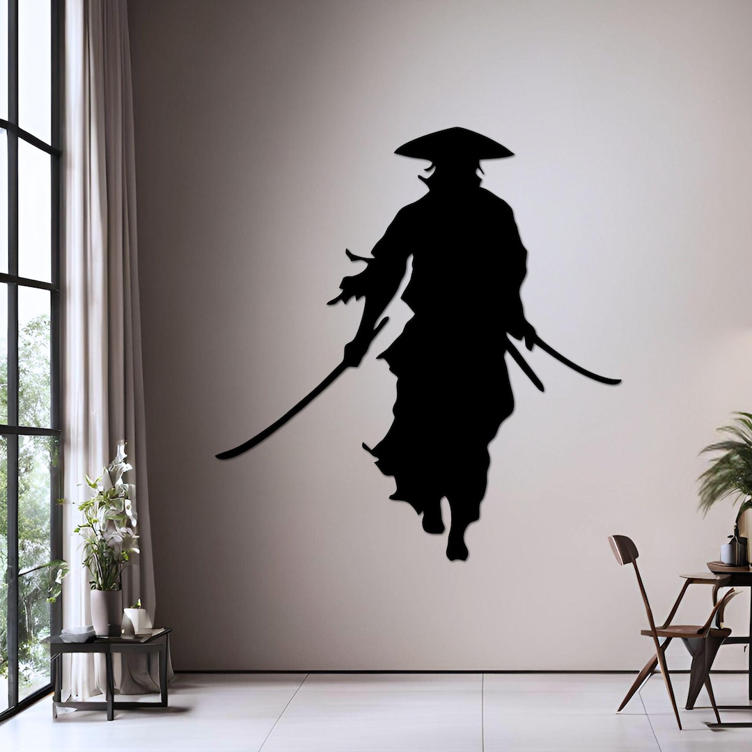 Samurai Metal Wall Art, Samurai Wall Decor, Japanese Wall Art, Man Cave ...