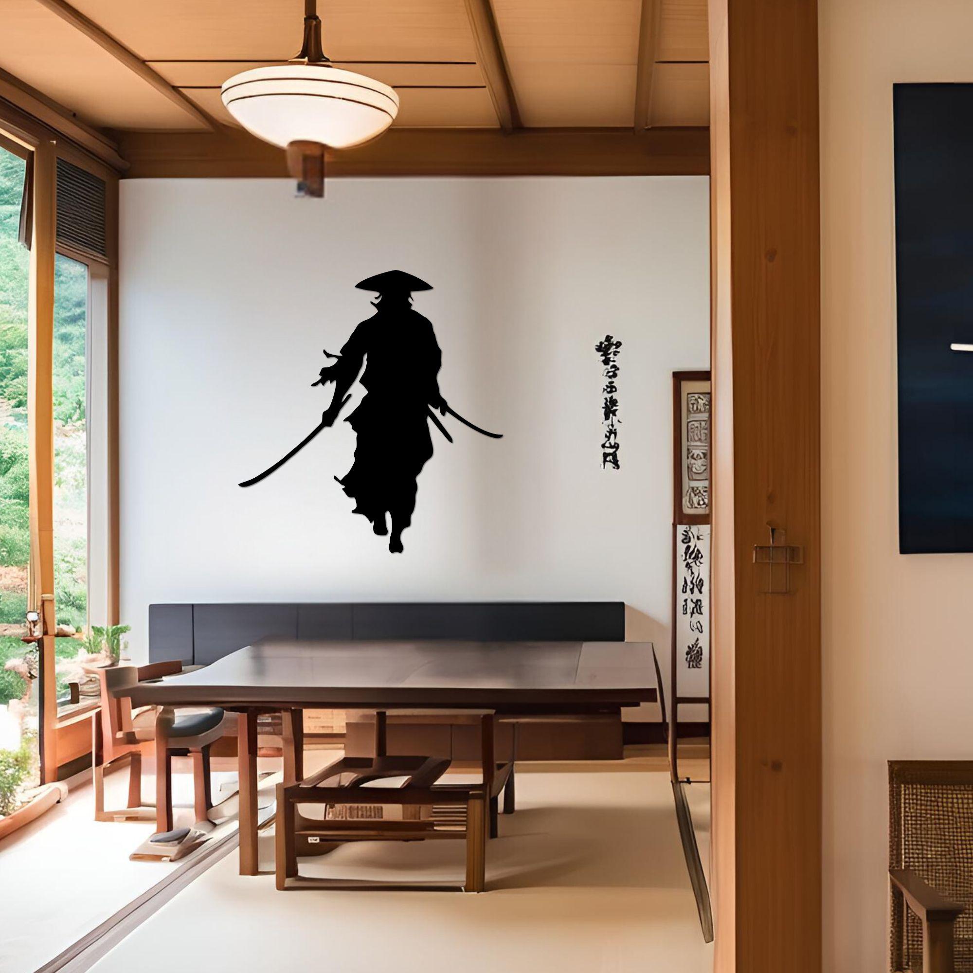 Samurai Metal Wall Art, Samurai Wall Decor, Japanese Wall Art, Man Cave ...