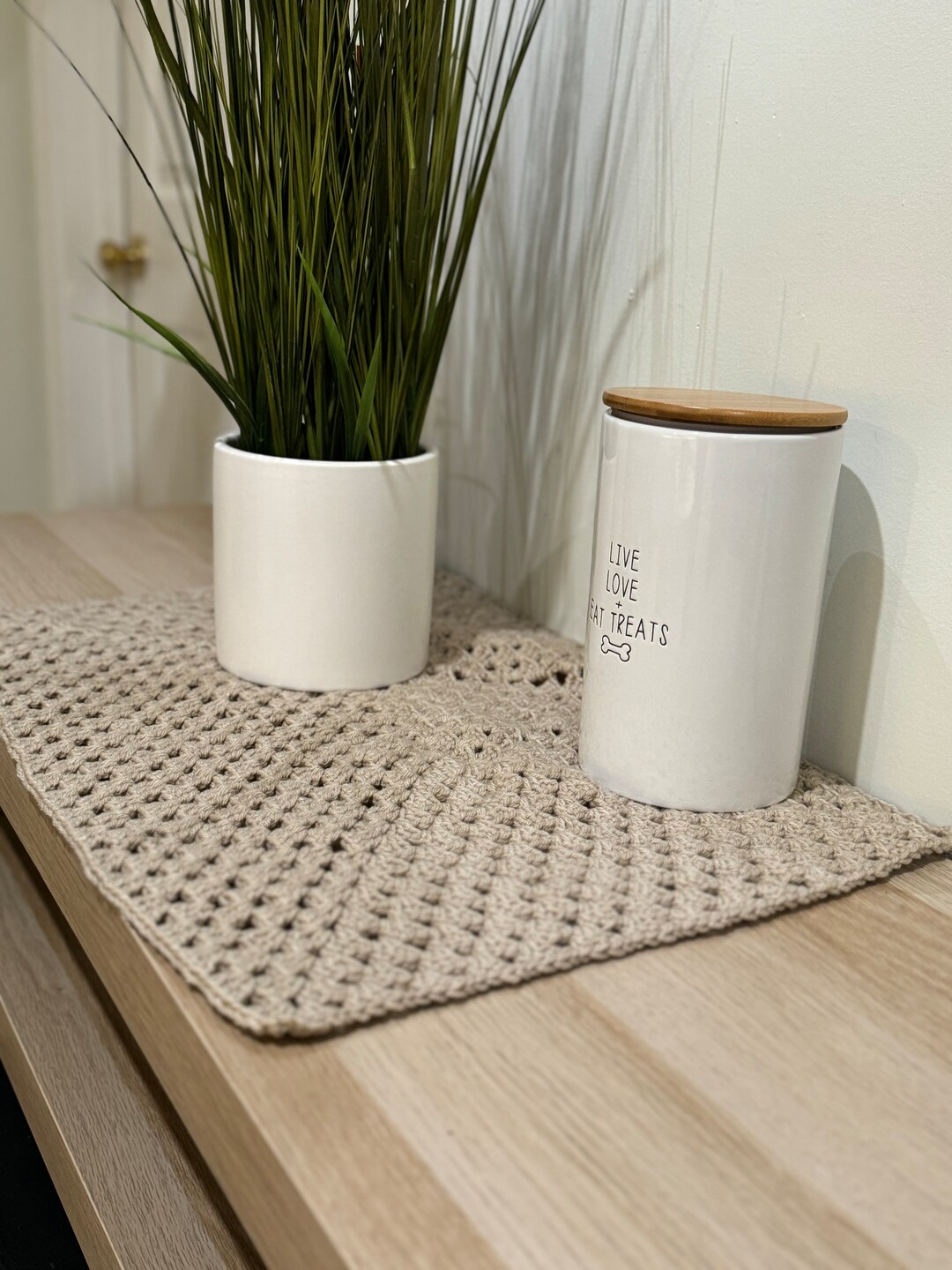 Crochet Doily 25x14 Inch Beige Crochet Gift Ideas Night Table Decor for ...