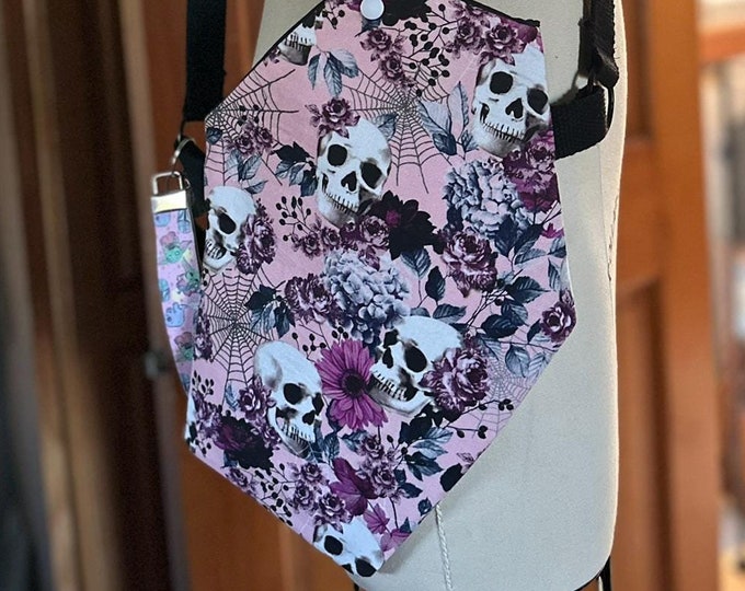 Coffin-shaped Crossbody Purse | Gothic Floral Skulls With Spider Webs ...