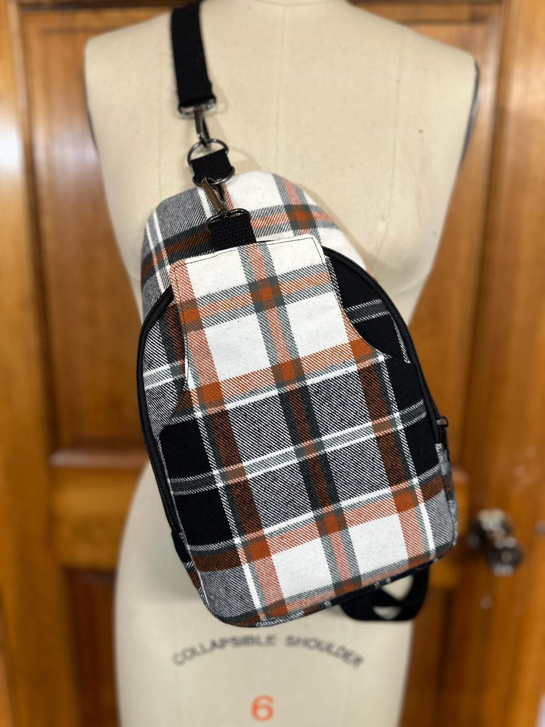 Handmade Plaid Flannel Sling Bag: Crossbody Travel Backpack - Etsy