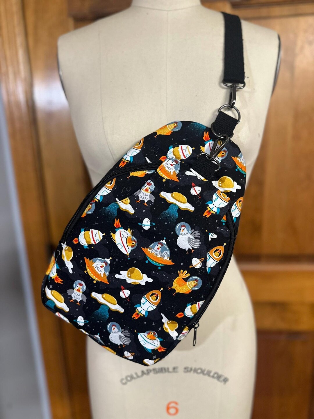 Quirky Space Chicken Sling Bag – Handmade Crossbody Backpack With Fun ...