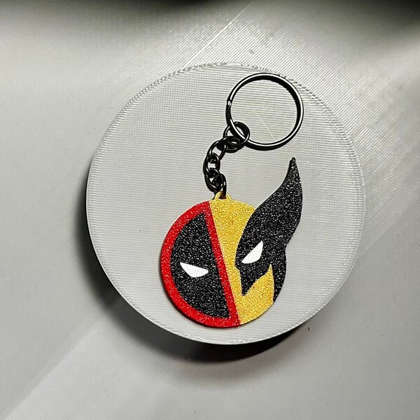 3D Printed Deadpool Wolverine Split Mask Keychain Marvel-inspired ...