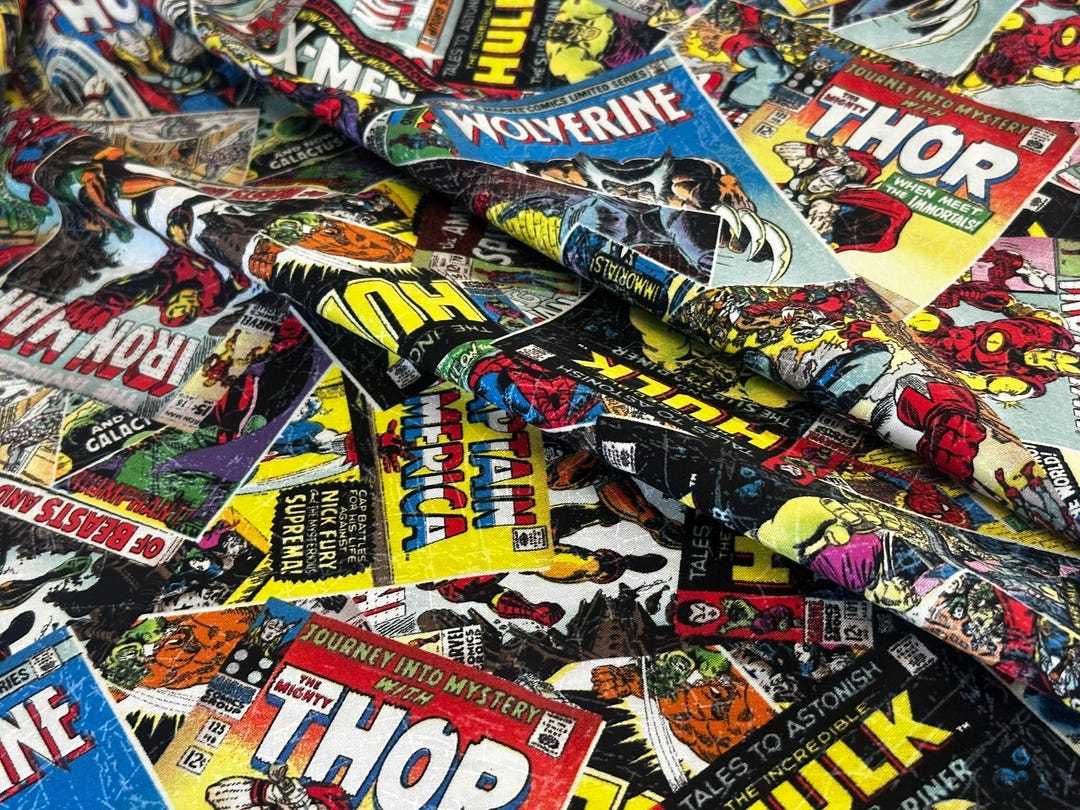 Marvel Comics Fabric – Vintage Comic Covers of Iron Man, Wolverine ...