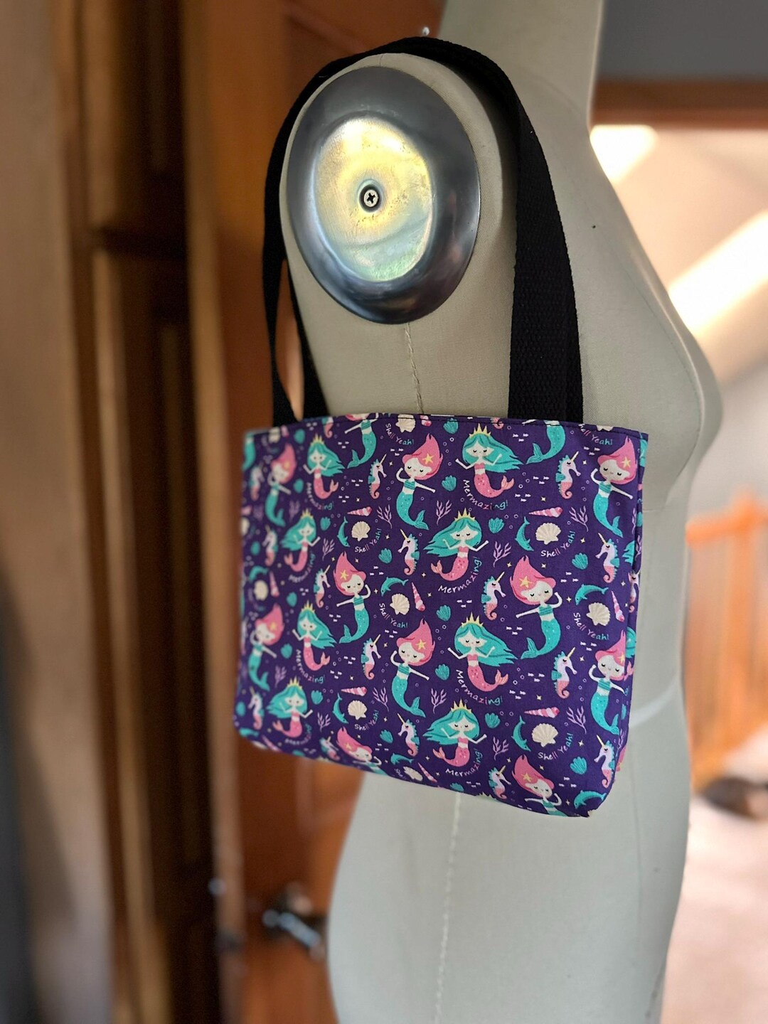 Reversible Kids Purse Mermaid & Love Print Small Girls Handbag Fun Cute ...