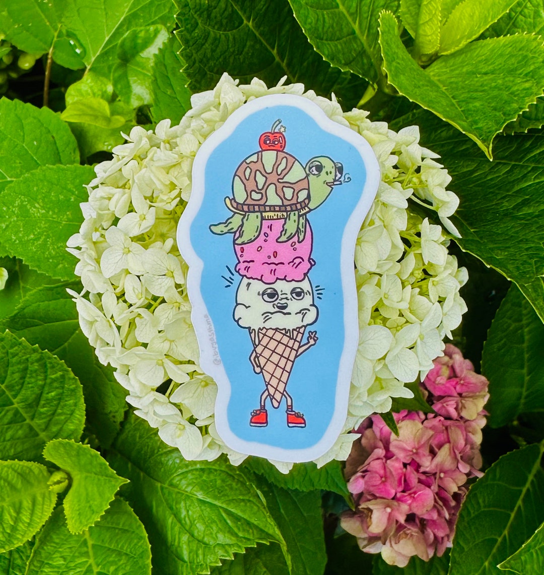 Turtle Ice Cream Cone Sticker - Etsy