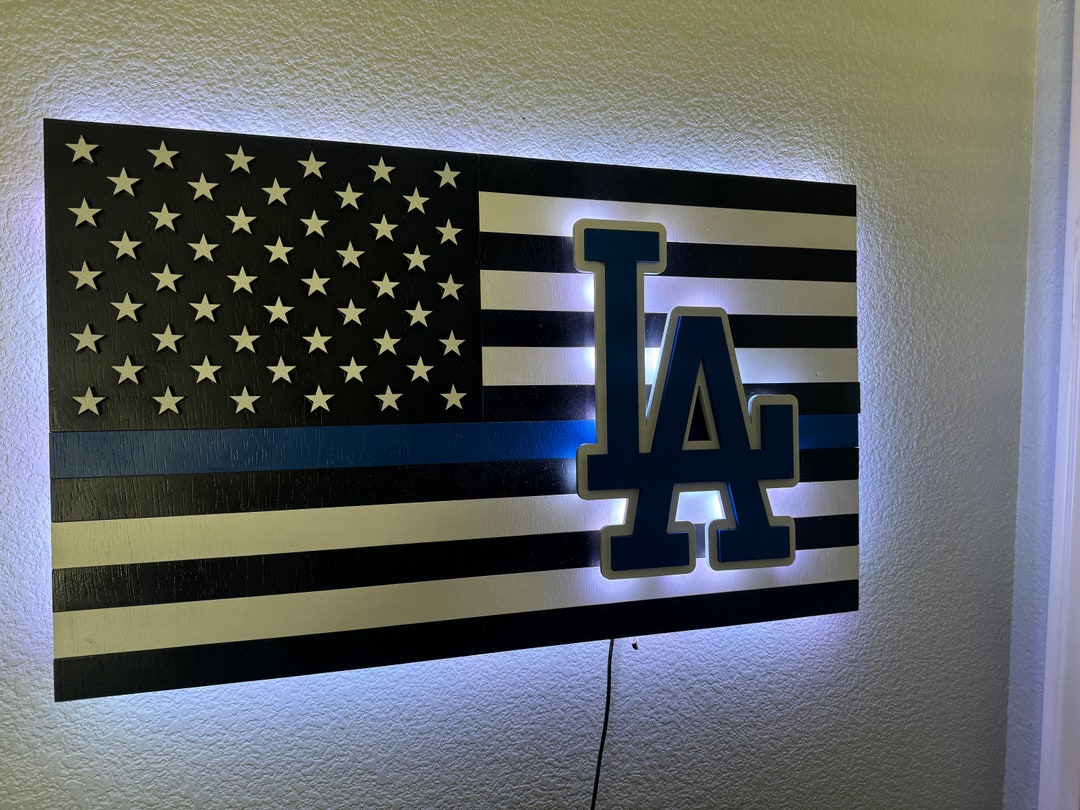 Los Angeles Dodgers USA Flag Handcrafted Made With Wood. With or ...
