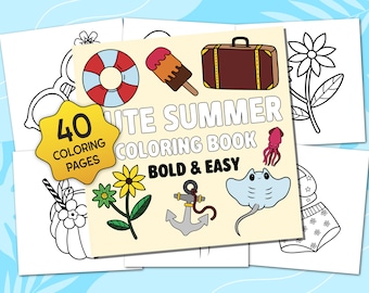 Summer Coloring Book, Simple Summer Coloring Book, Large Sice 120 ...