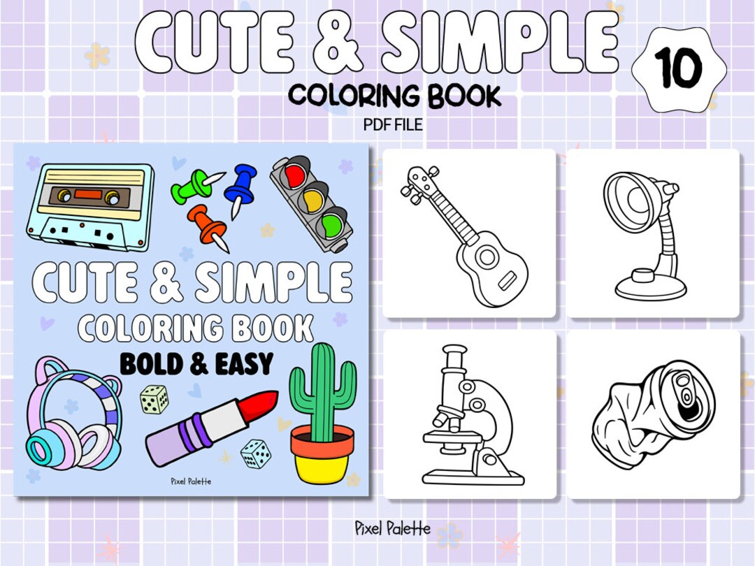 Cute and Simple Coloring Pages Set Two: 10 Pages Bold and Easy - Etsy