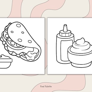 Food & Drink Coloring Pages | Bold and Easy Coloring Book - Etsy