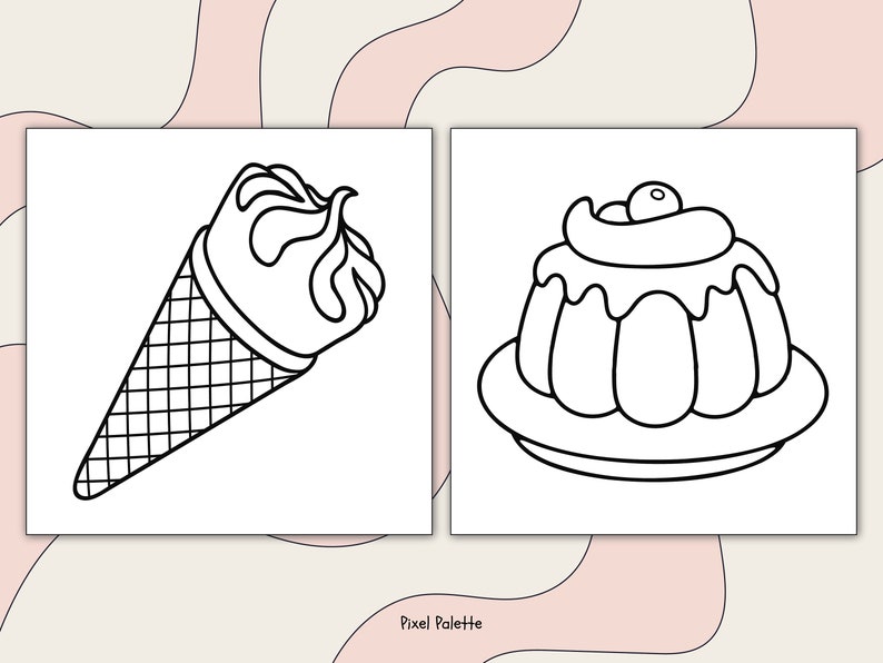 Food & Drink Coloring Pages | Bold and Easy Coloring Book - Etsy