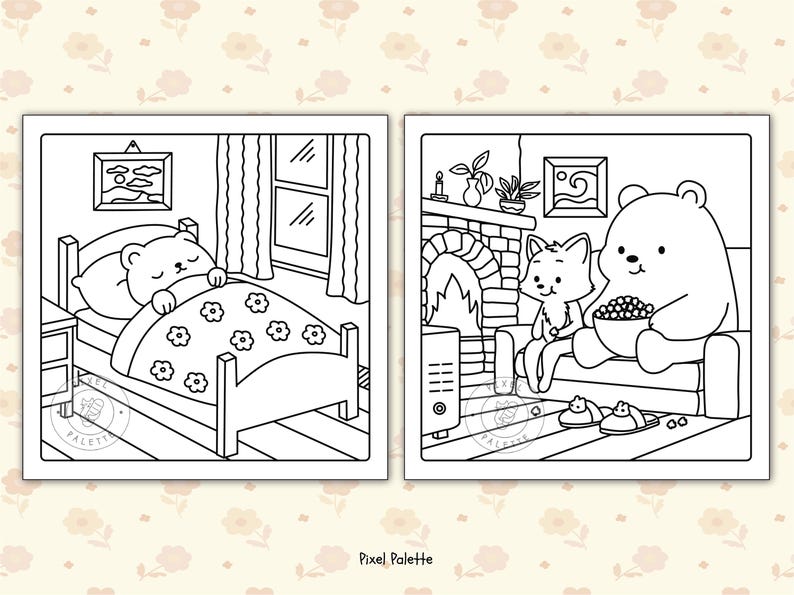 Cuddly Besties | Cute and Cozy Coloring Book - Etsy