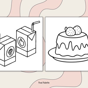 Food & Drink Coloring Pages | Bold and Easy Coloring Book - Etsy