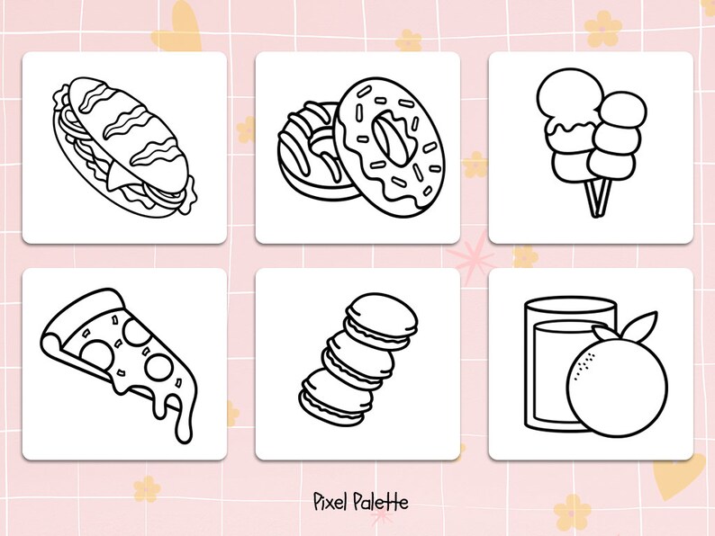 Food & Drink Coloring Pages Set Two: 10 Pages Bold and Easy - Etsy ...