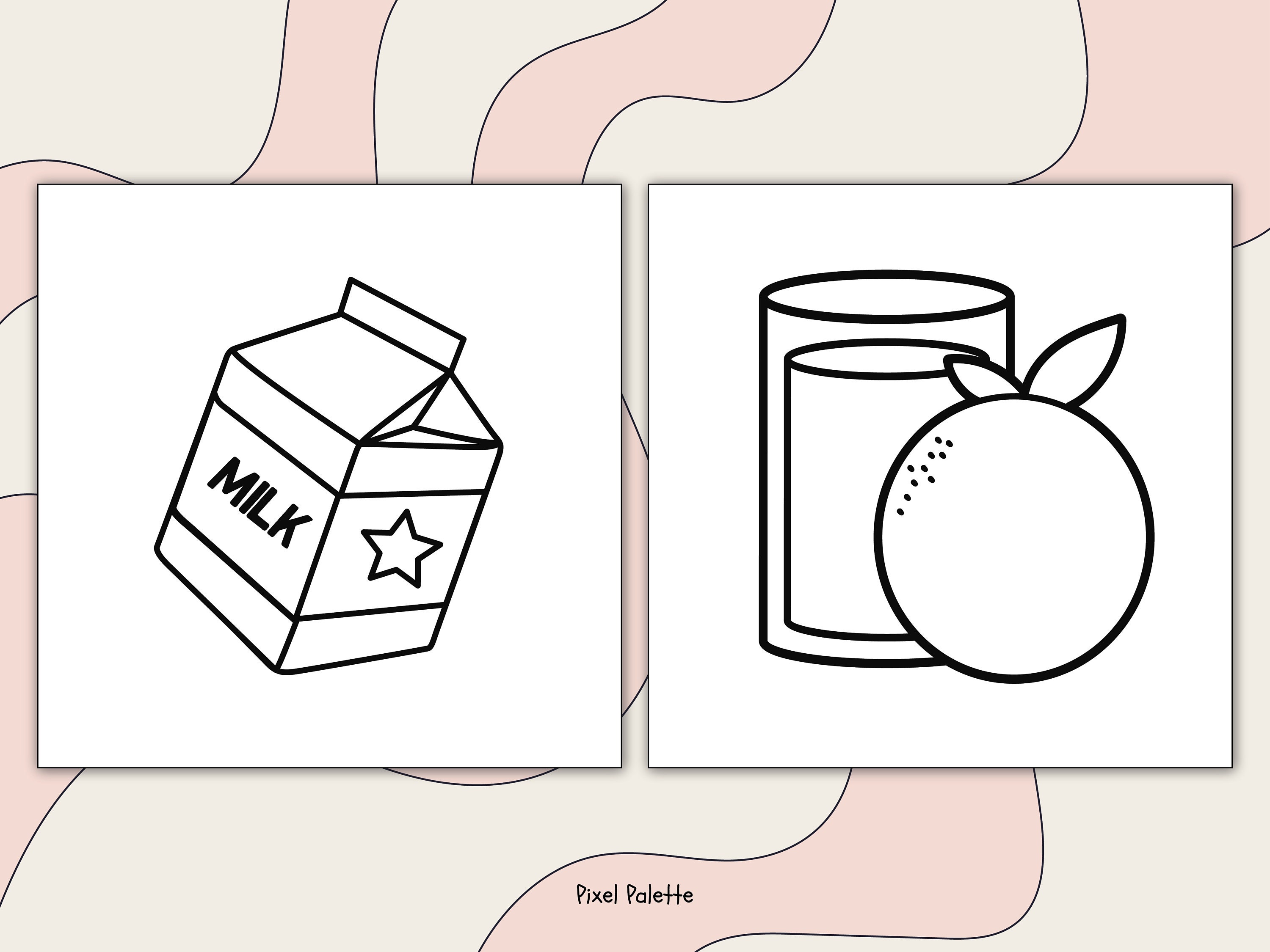 Food & Drink Coloring Pages | Bold and Easy Coloring Book - Etsy