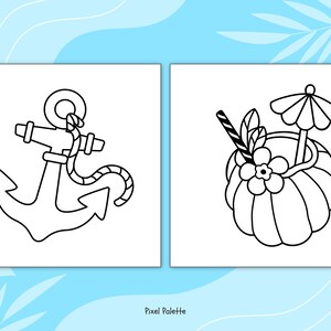 Cute Summer Coloring Pages | Bold and Easy Coloring Book - Etsy