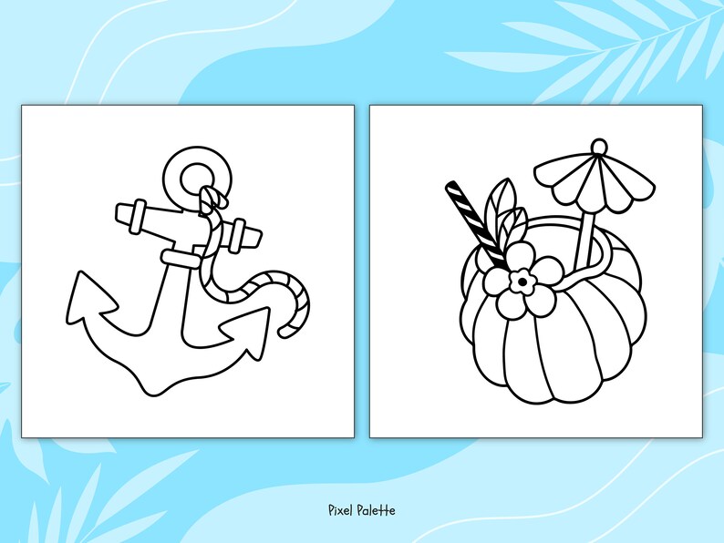 Cute Summer Coloring Pages | Bold and Easy Coloring Book - Etsy