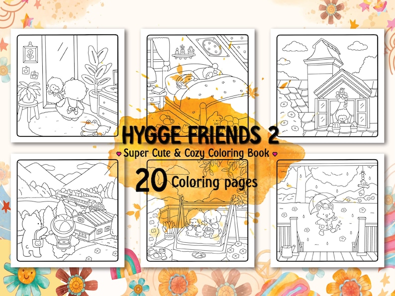 Hygge Friends Super Cute & Cozy Coloring Book Part 2 - Etsy