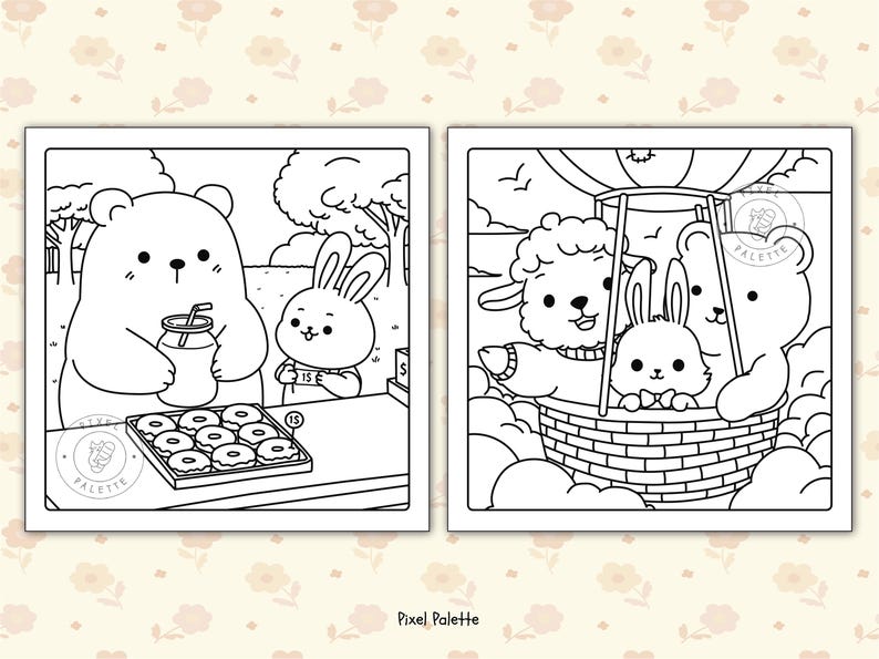 Cuddly Besties | Cute and Cozy Coloring Book - Etsy