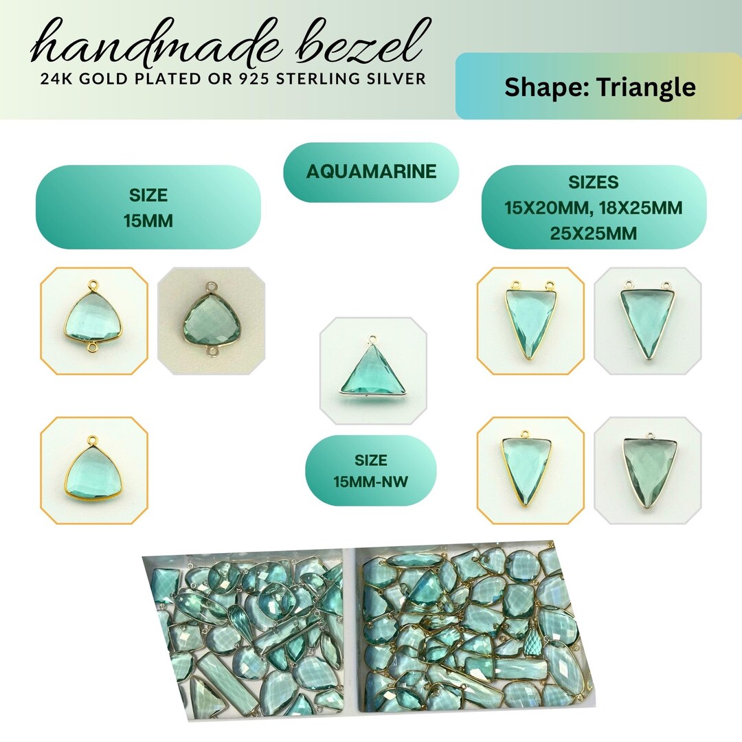 Gold & Silver Triangle Bezel Connector | Hydro Quartz Gemstone ...