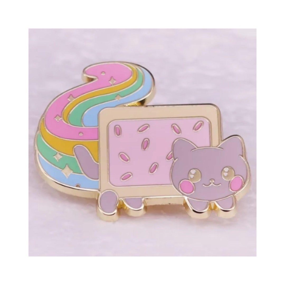 Adorable Detailed Gold Toned Pastel Color Rainbow Nyan Cat High Quality ...