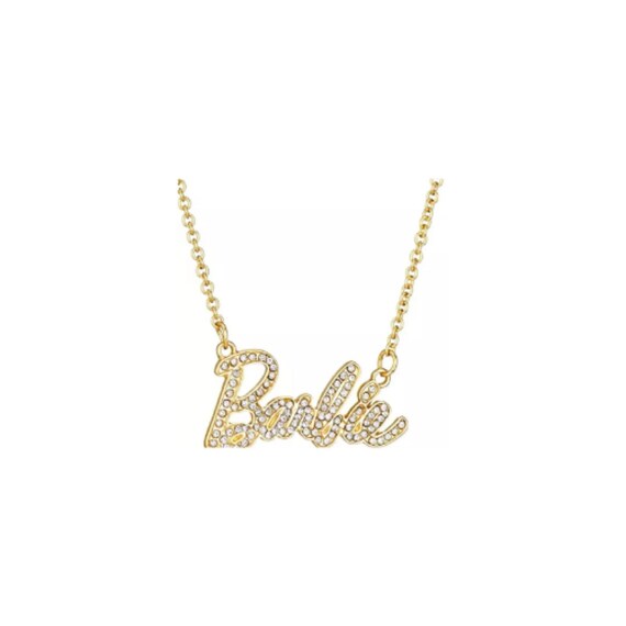 Barbie Crystal Logo Gold Toned Adjustable Necklace fo… - Gem