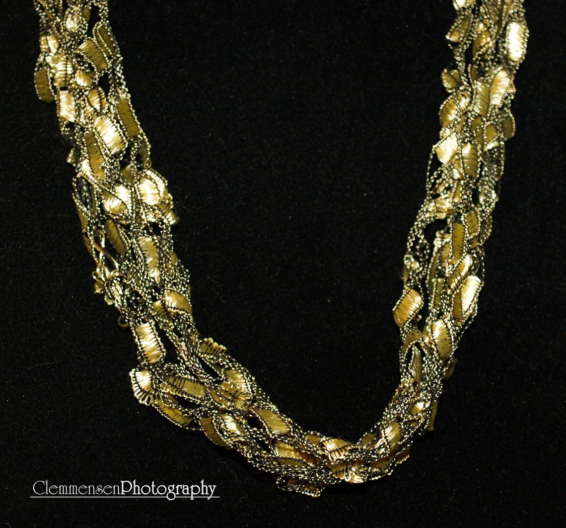 Gold Ladder Trellis Ribbon Necklace - Etsy