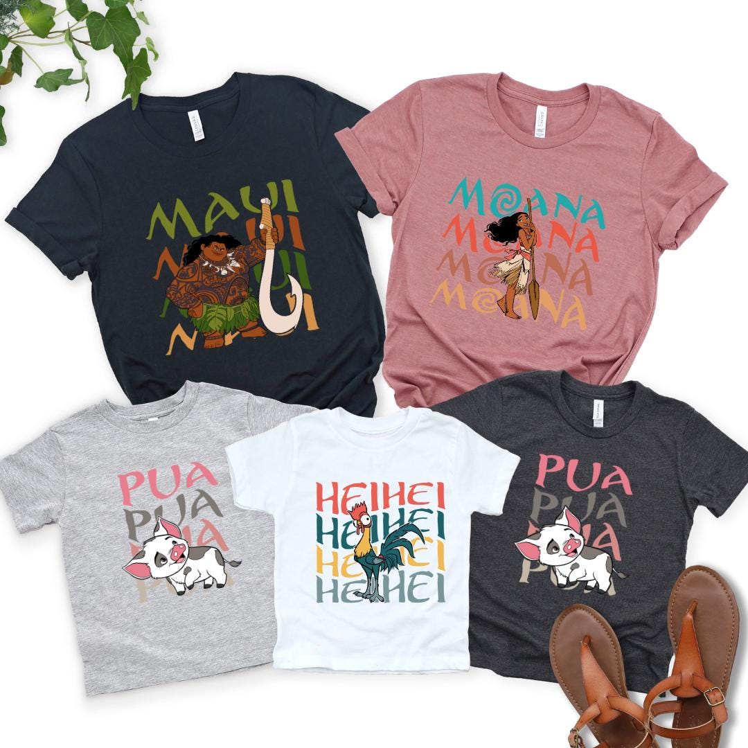 Disney Moana Hei Hei Pua Maui Matching Shirt, Princess Moana Movie ...