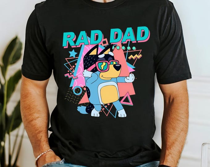 Blue Dog Rad Dad T-shirt, Cute Rad Dad Blue Dog Shirt, Rad Dad Retro ...