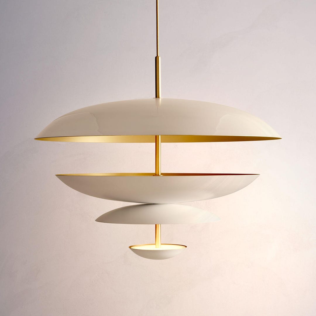 Mid Century Modern Brass Chandelier Light Vintage Pendant Lighting ...