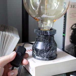 Rustic Lamp Black Granite, Small Desk Lamp, Edison Lamp, Industrial Lamp, Night Light, Vintage ...