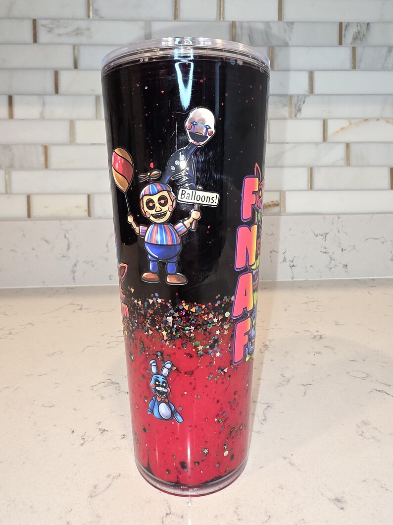 24 Oz Five Nights at Freddy's FNAF Acrylic Snowglobe Lava Drip Tumbler ...