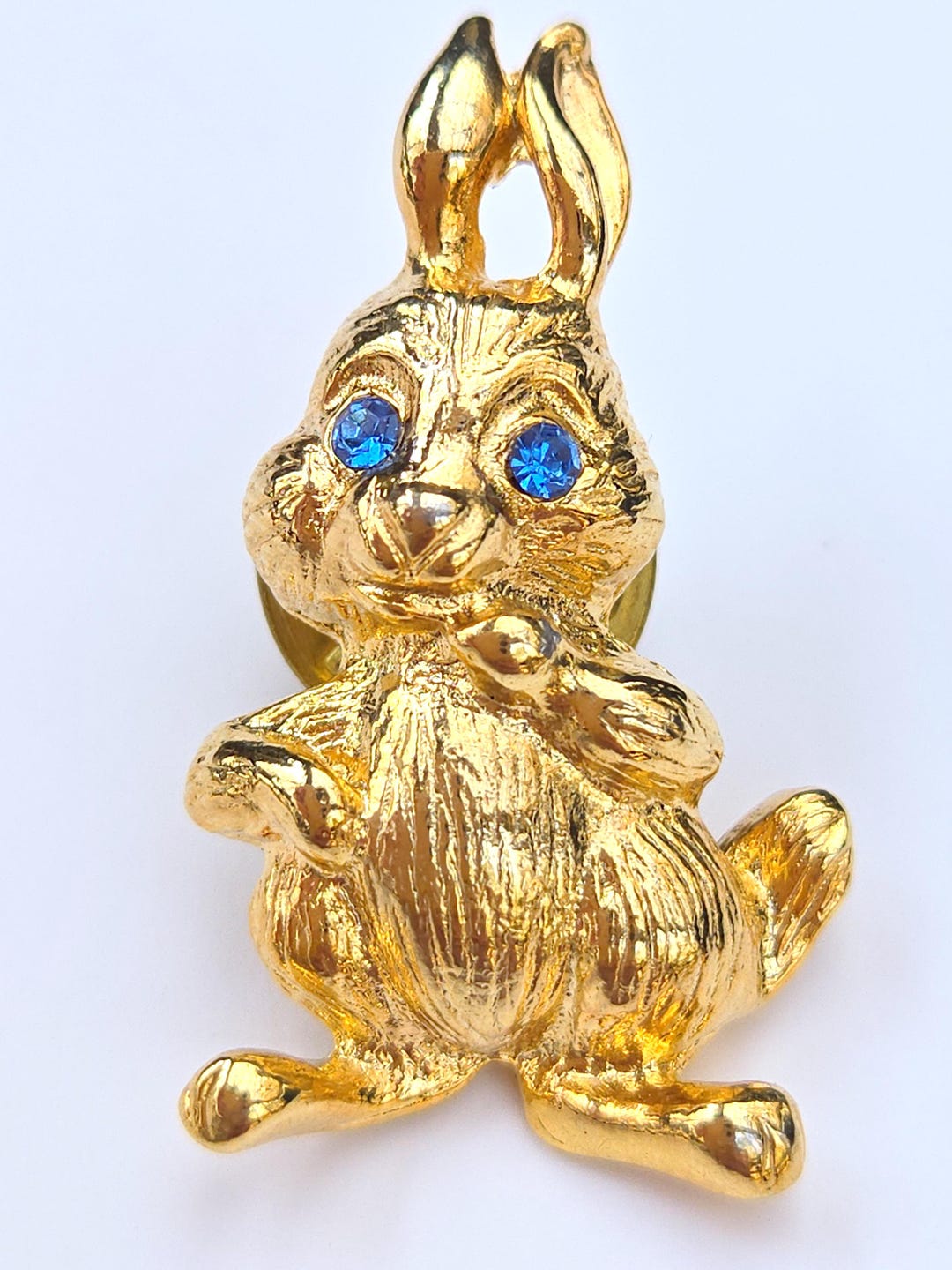 Vintage Gold Marked Bunny Rabbit Pin Marked Ballou Reg'd - Blue Crystal ...