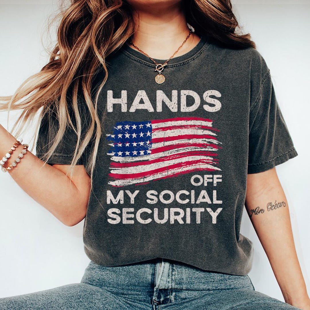 Retro Flag Hands off My Social Security Protest Vintage Tshirt, Save ...