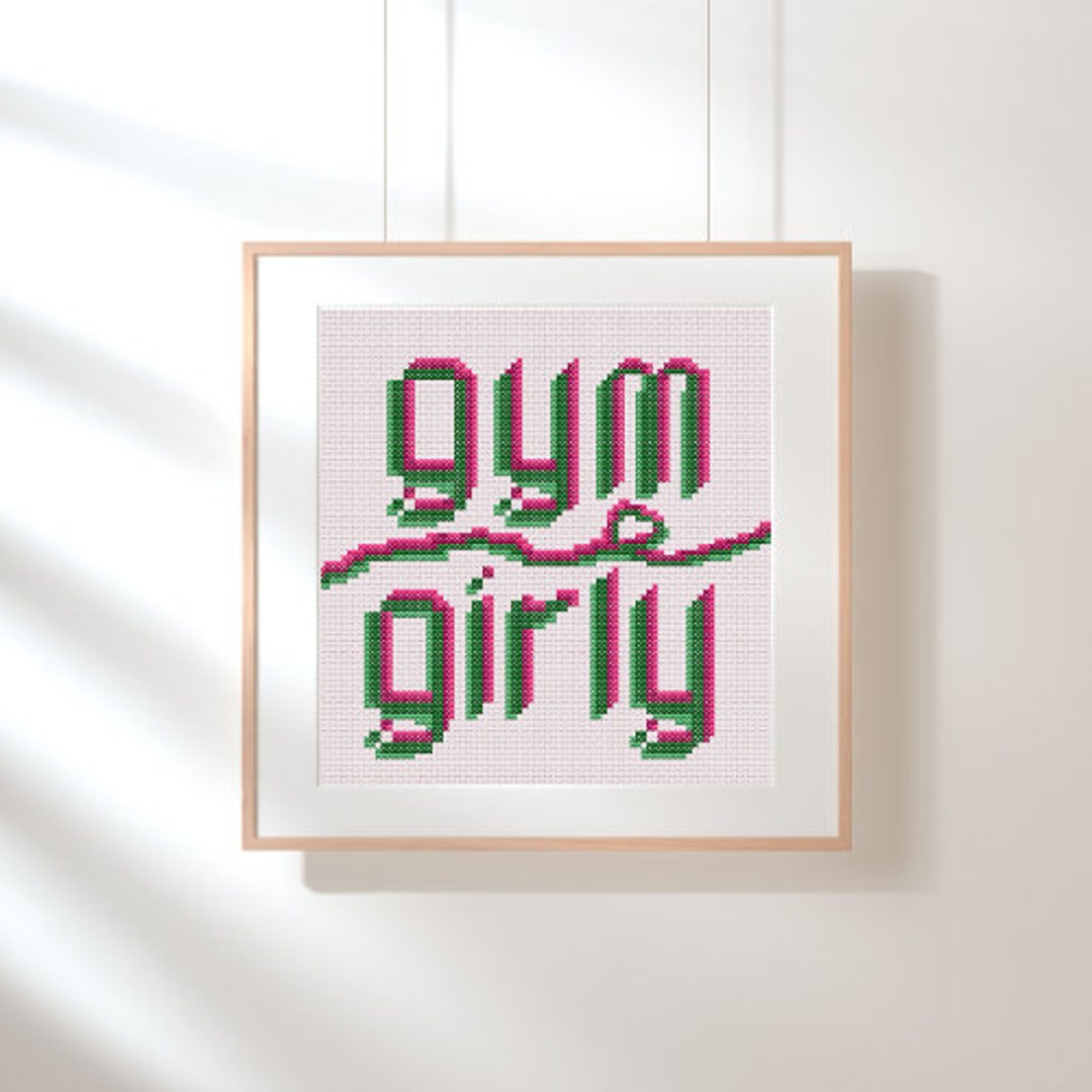 Gym Girly Cross Stitch, Gym Encouragement Cross Stitch Pattern ...