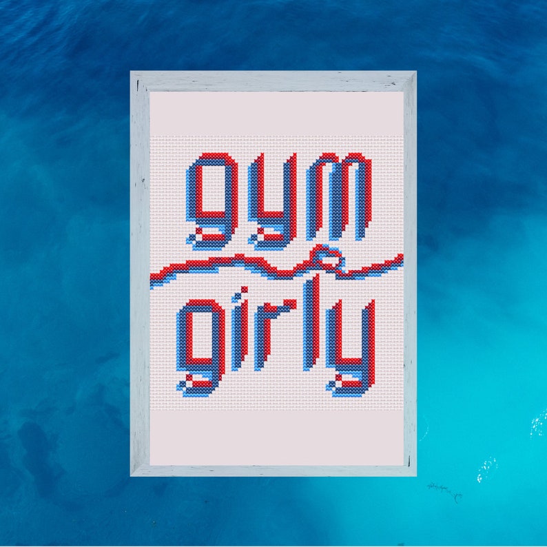 Gym Girly Cross Stitch, Gym Encouragement Cross Stitch Pattern ...