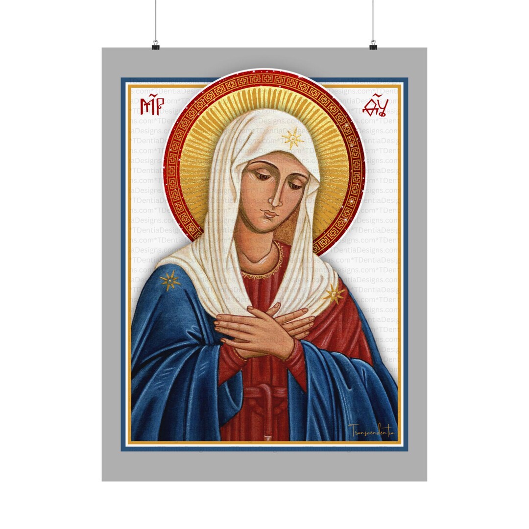 Mary Icon Art Print, Catholic Icon Art, Christian Wall Art, Frameable ...
