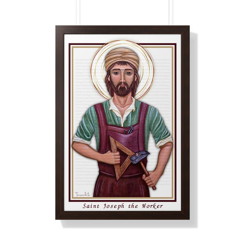 Christian Art, St Joseph the Worker White Framed Poster, Religious Wall ...