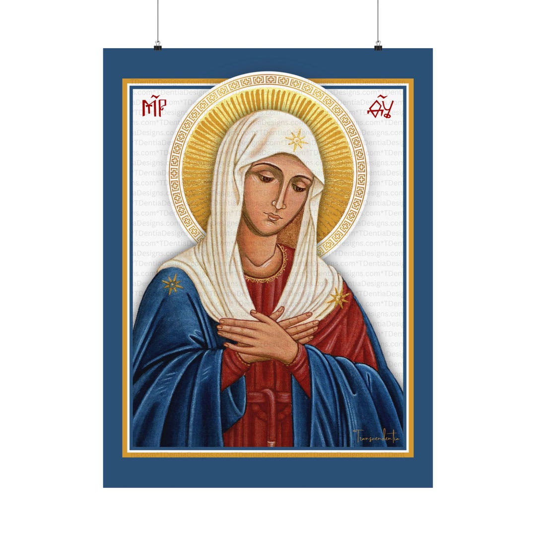Blue Wall Art, Unique Christian Wall Decor, Home Decor Items, Virgin ...