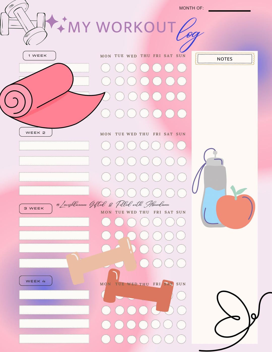 Digital Download ~ Lavish Fitness Log - Etsy