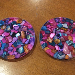 Hand Crafted Set of 2 Resin Coasters Mosaic Stones - Etsy