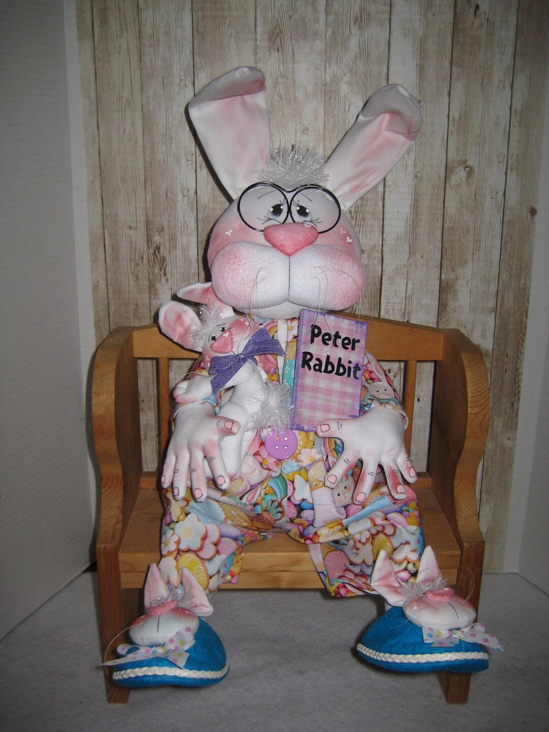 Primitive Hand-crafted Sitting Holiday Easter Bunny Rabbit With ...