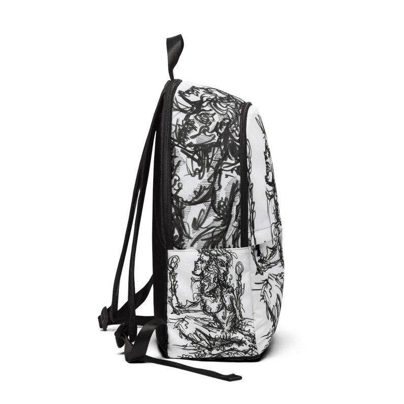 Monster Line Drawing Unisex Fabric Backpack, Halloween Gift, Trendy ...