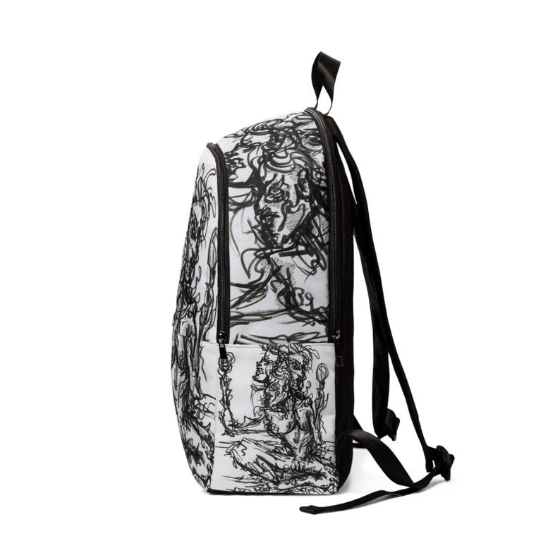 Monster Line Drawing Unisex Fabric Backpack, Halloween Gift, Trendy ...