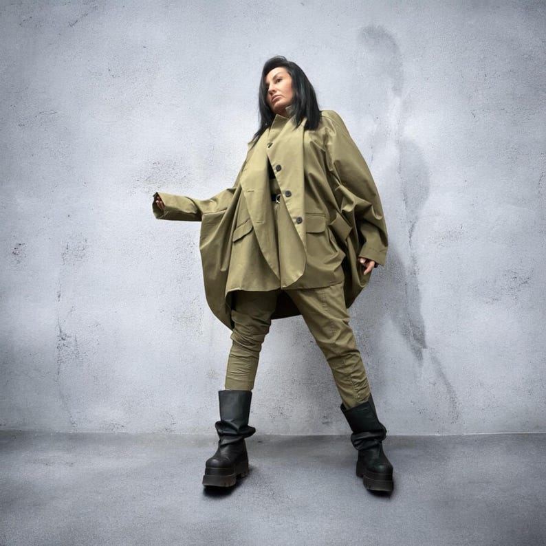 Oversized Jacket, Military Green Avant Garde Blazer, Extravagant Jacket ...