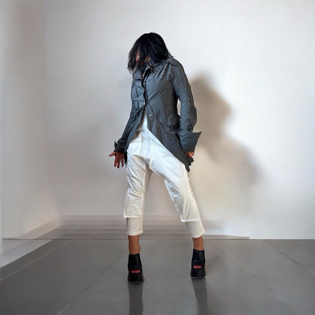 Asymmetrical Grey Cotton Jacket: Avant Garde Gothic Trench Coat - Etsy