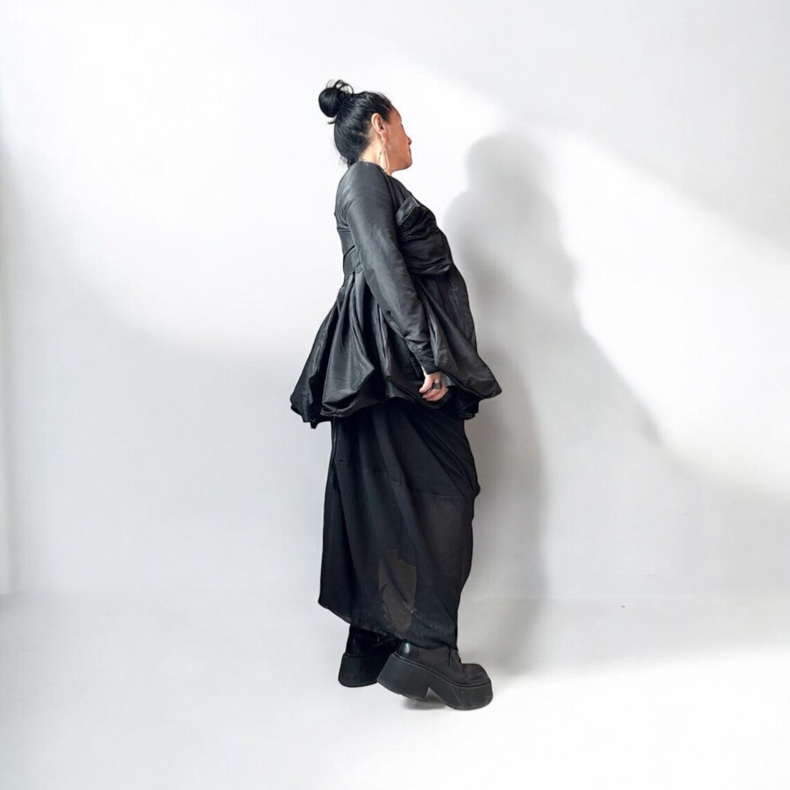 Avant Garde Asymmetrical Black Puffer Jacket Gothic Extravagant Shiny ...