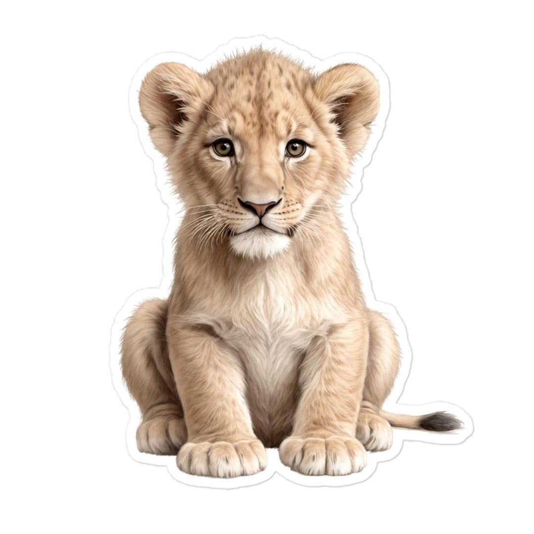 Lion Cub Sticker, Cute Baby Lion Digital Art Laptop Decal, 5 Inch ...